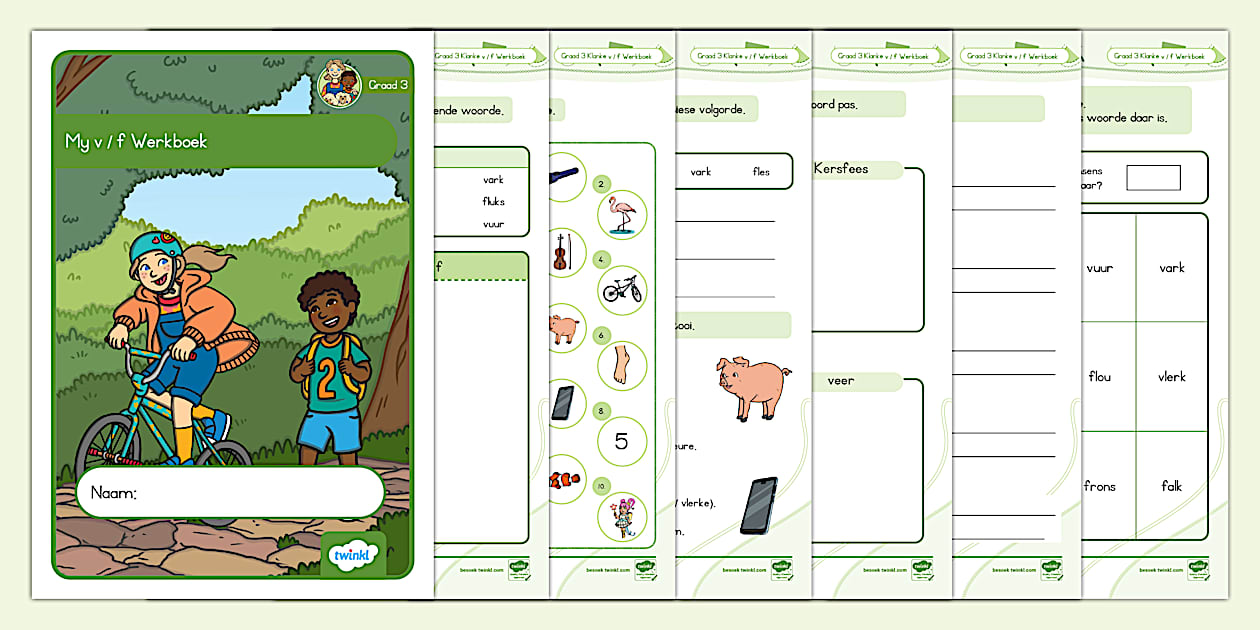Graad 3 Klanke Werkboek Woorde met v/f (teacher made)