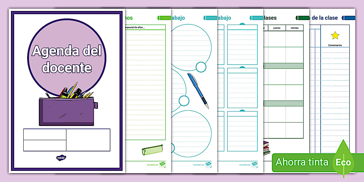 Agenda escolar para imprimir - Twinkl