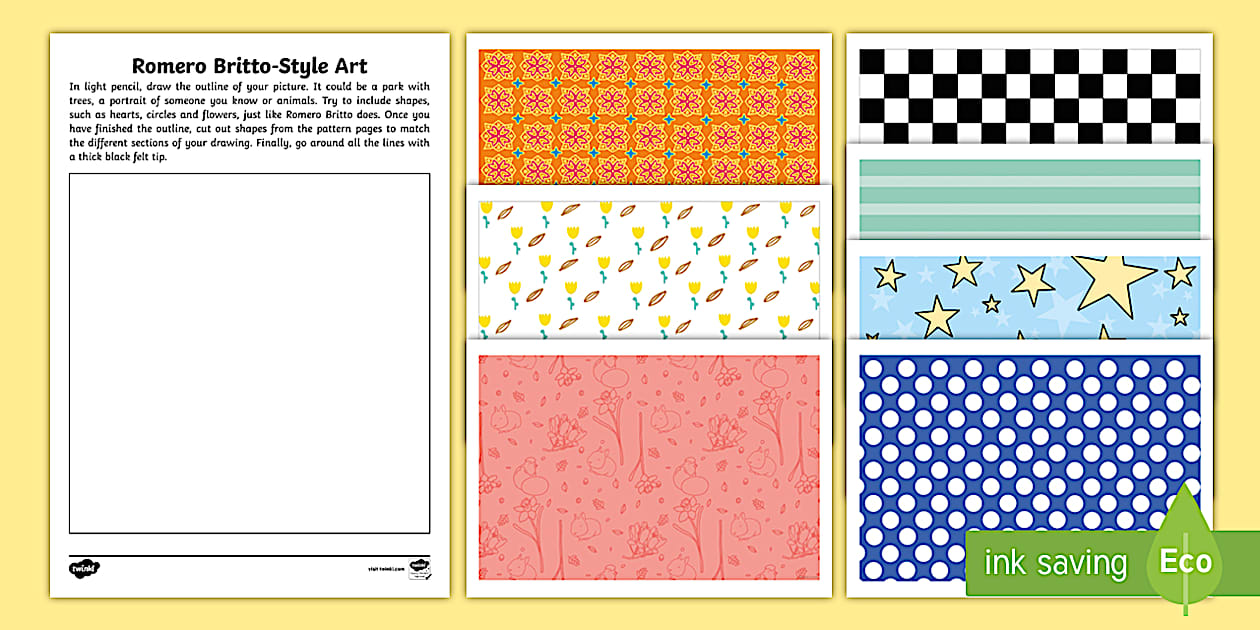 Romero Britto-Style Art Activity Pack (teacher made)