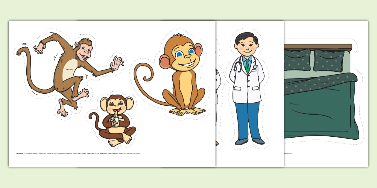 Five Little Monkeys Song Cut-Outs (teacher made) - Twinkl