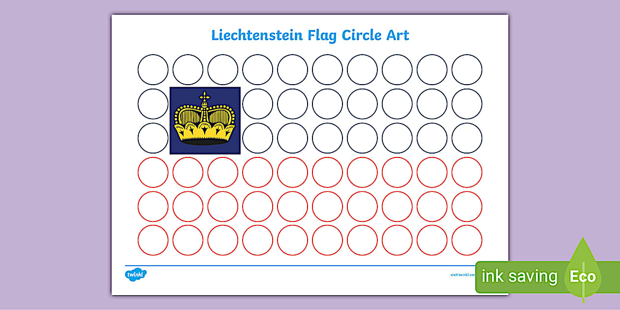 Liechtenstein Flag Circle Art Worksheet | Twinkl | KS1