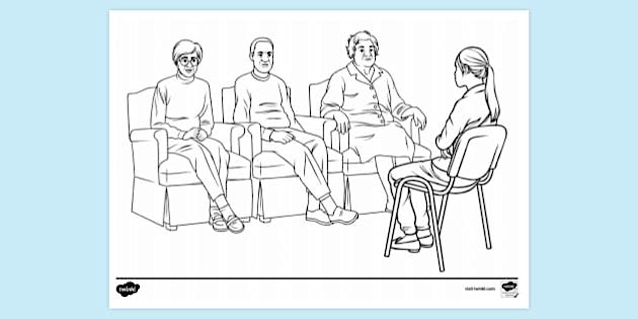 Resident Meeting Colouring Sheet | Colouring Sheets - Twinkl