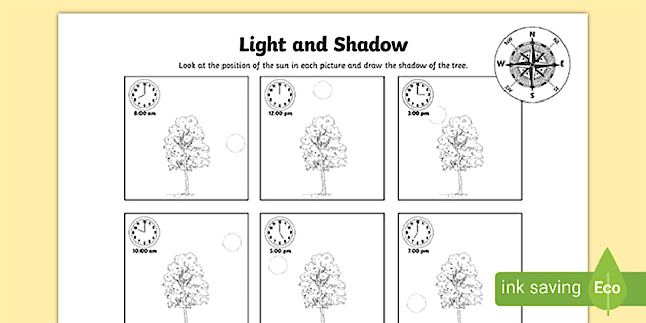 Sun and Shadows Worksheet (teacher made) - Twinkl