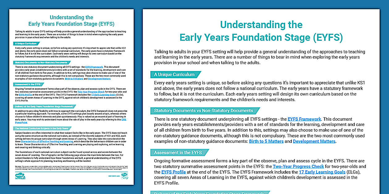 Understanding the Early Years Foundation Stage (EYFS)