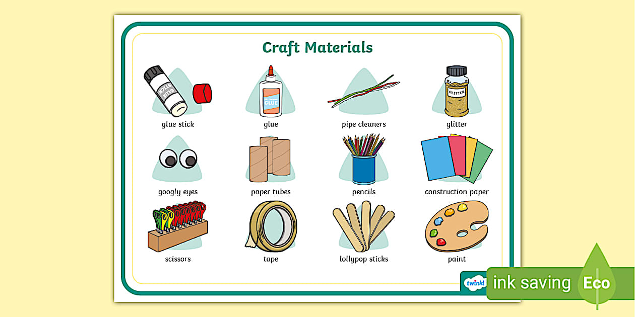Craft Materials Word Mat (teacher made) - Twinkl