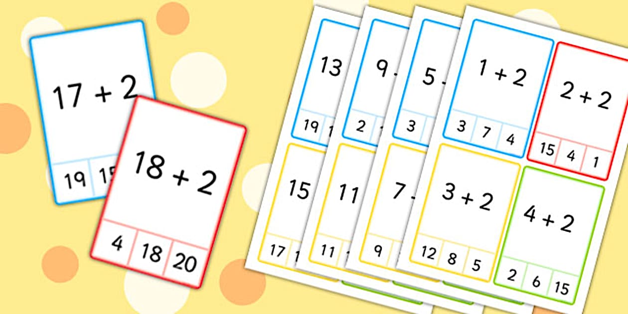 Plus 2 Peg Cards to 20 - Twinkl