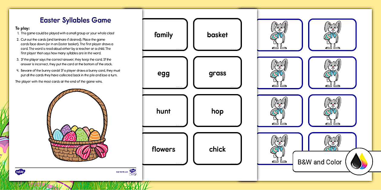 Fun Syllables Easter ELA Game for Kids | Twinkl USA - Twinkl