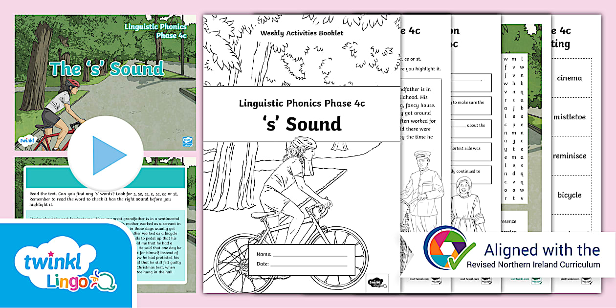 NI Linguistic Phonics Phase 4c 's' Sound Weekly Activities Pack