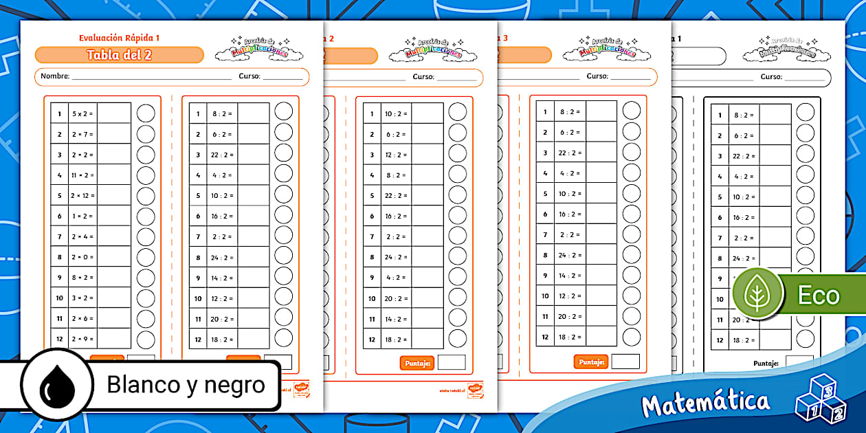 Hojas para Practicar: Tablas de Multiplicar Evaluación