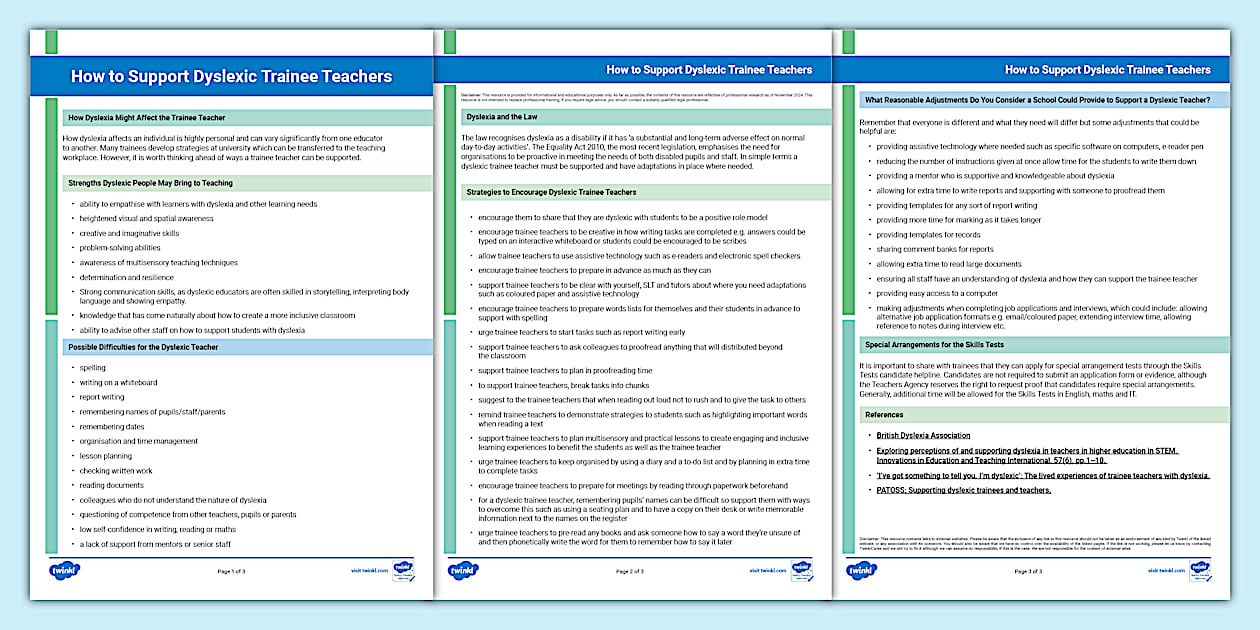 How to Support Dyslexic Trainee Teachers (teacher made)