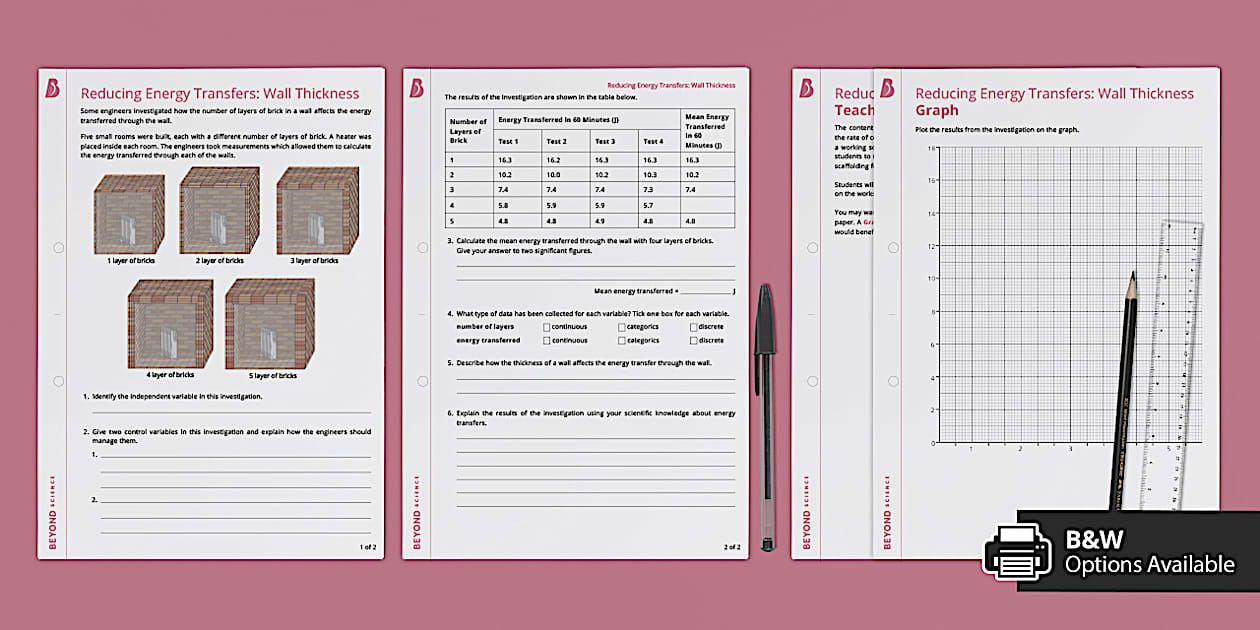 Reducing Energy Transfers and Wall Thickness Worksheet