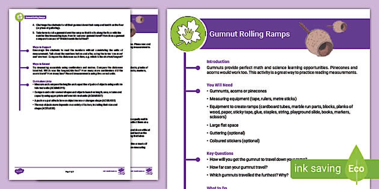 Black and White Gumnut Rolling Ramp Activity (teacher made)