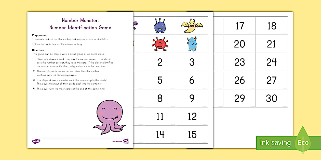 Number Monster: Number Identification Game (Teacher-Made)