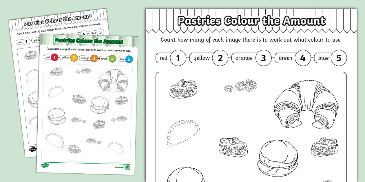 👉 Pastries Colour the Amount Worksheet (professor feito)