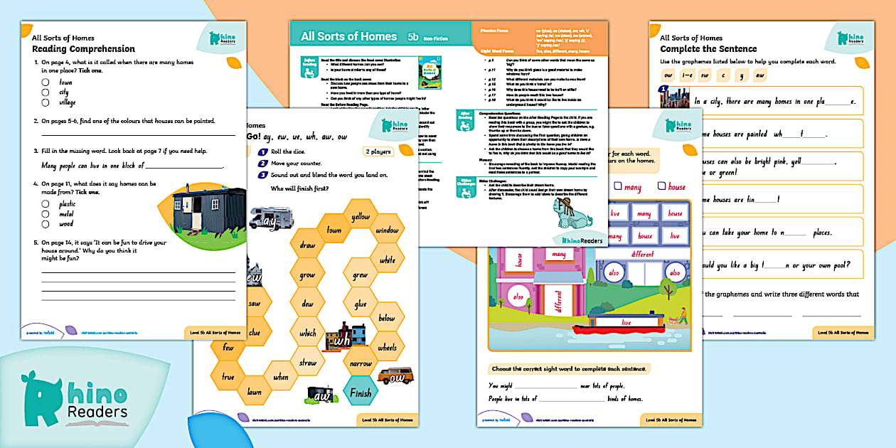 Level 5b All Sorts of Homes Guided Reading Pack - Twinkl