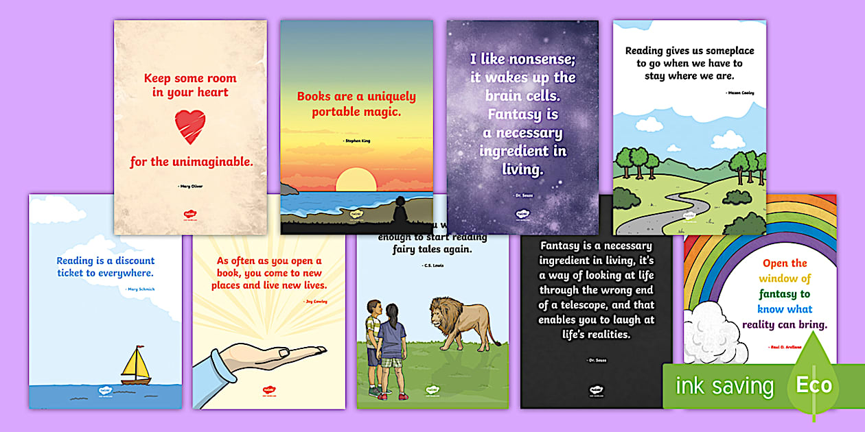 Inspirational Reading Corner Quotes Display Posters - School