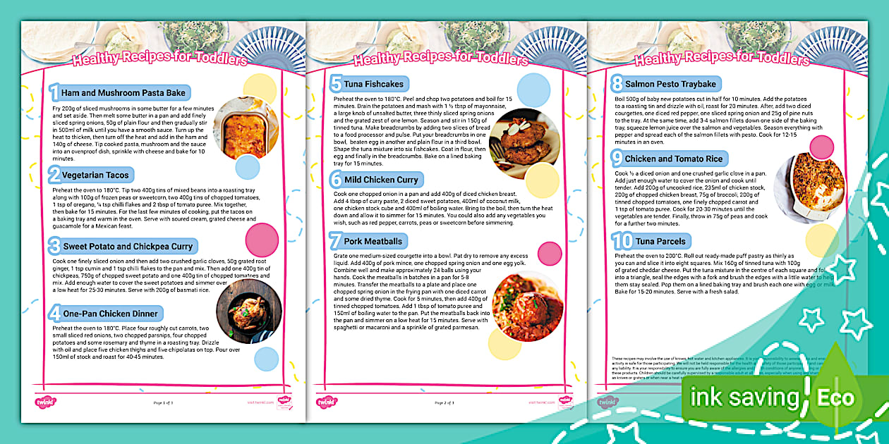 Healthy Recipes for Toddlers (teacher made) - Twinkl