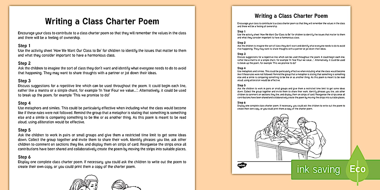 KS2 Writing a Class Charter Poem Guide (Teacher-Made)