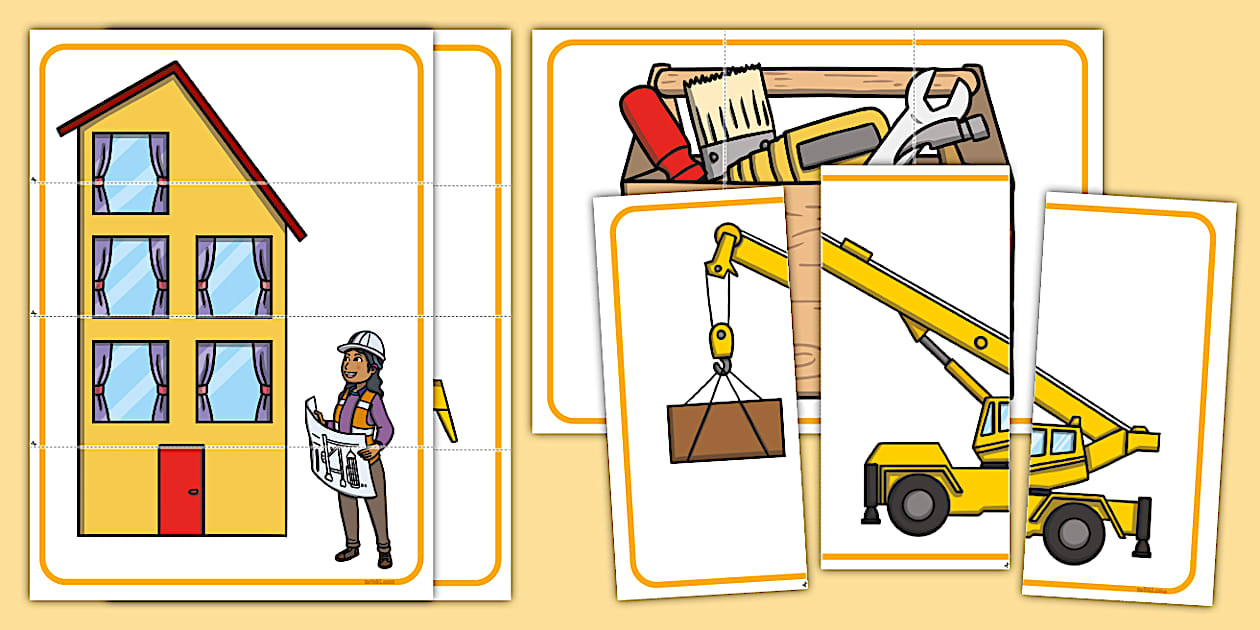 Building and Construction Jigsaw Puzzle Strips | Toddlers