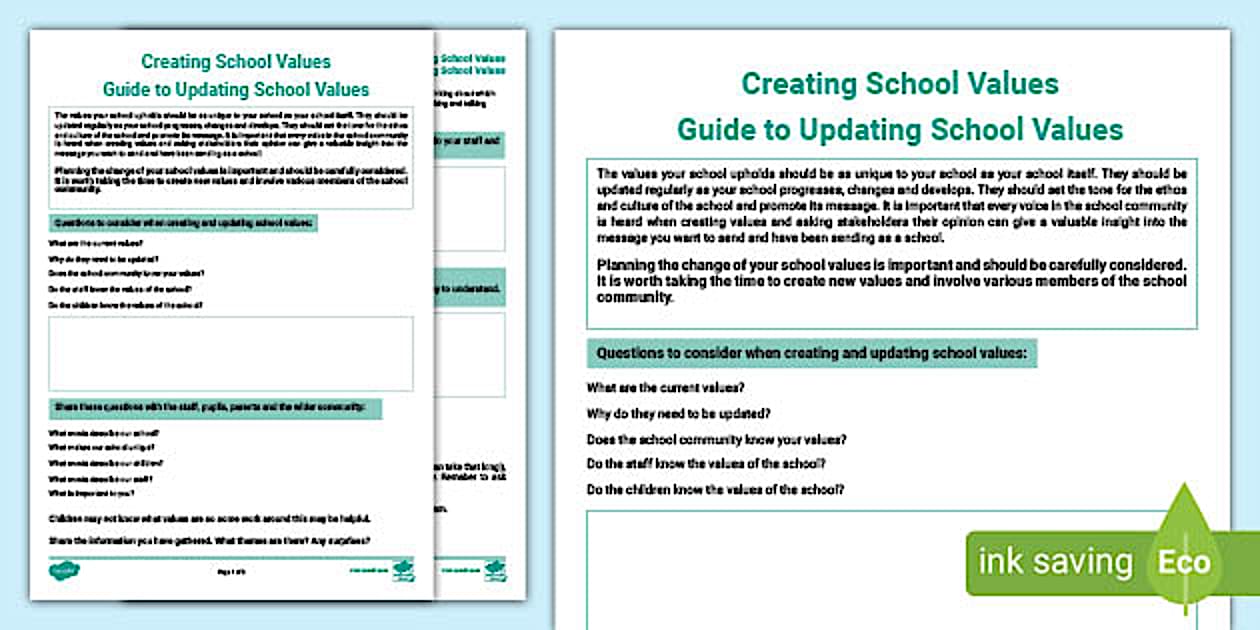 Guide to Creating and Updating School Values - Twinkl