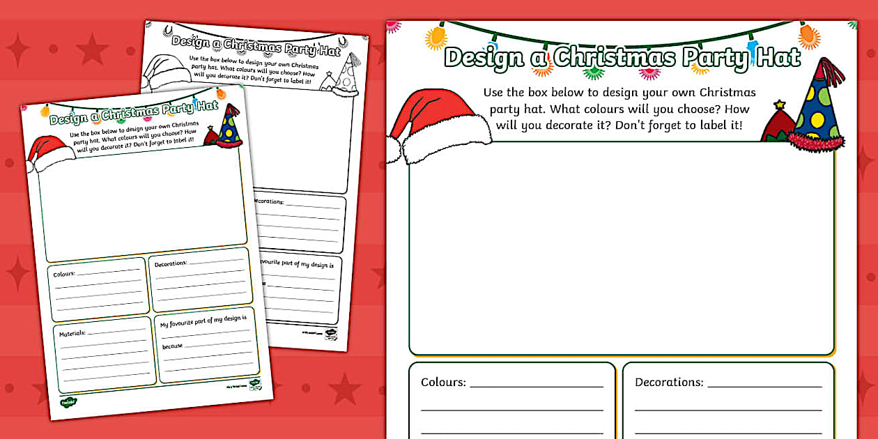 Design a Christmas Party Hat Worksheet