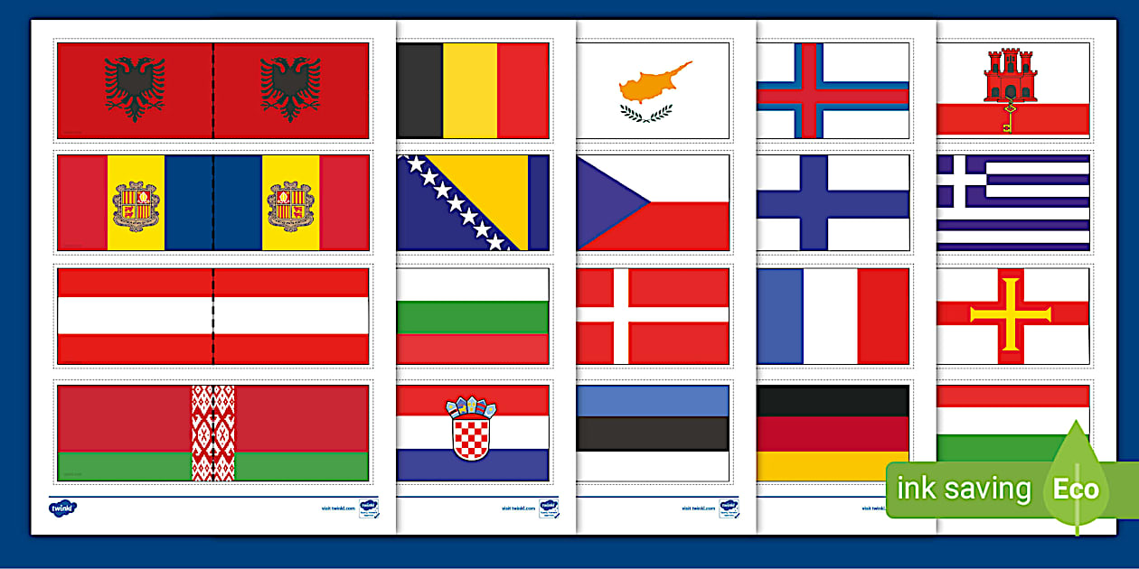 European Flags Stick Cut-Outs