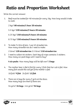 Ratio and Proportion Differentiated Worksheets