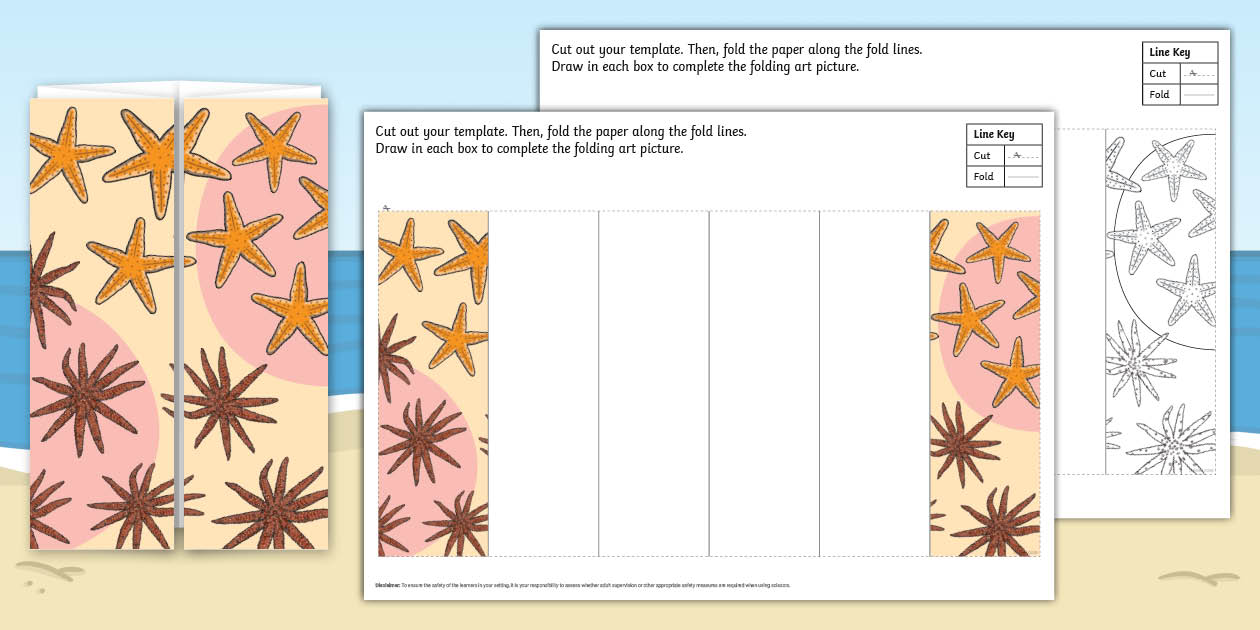 Starfish Folding Art Template (teacher made) - Twinkl