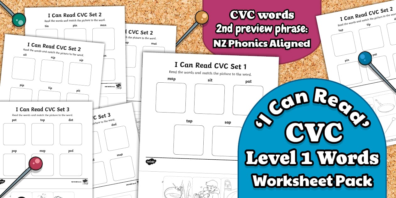 'I Can Read' CVC Level 1 Words Worksheet Pack