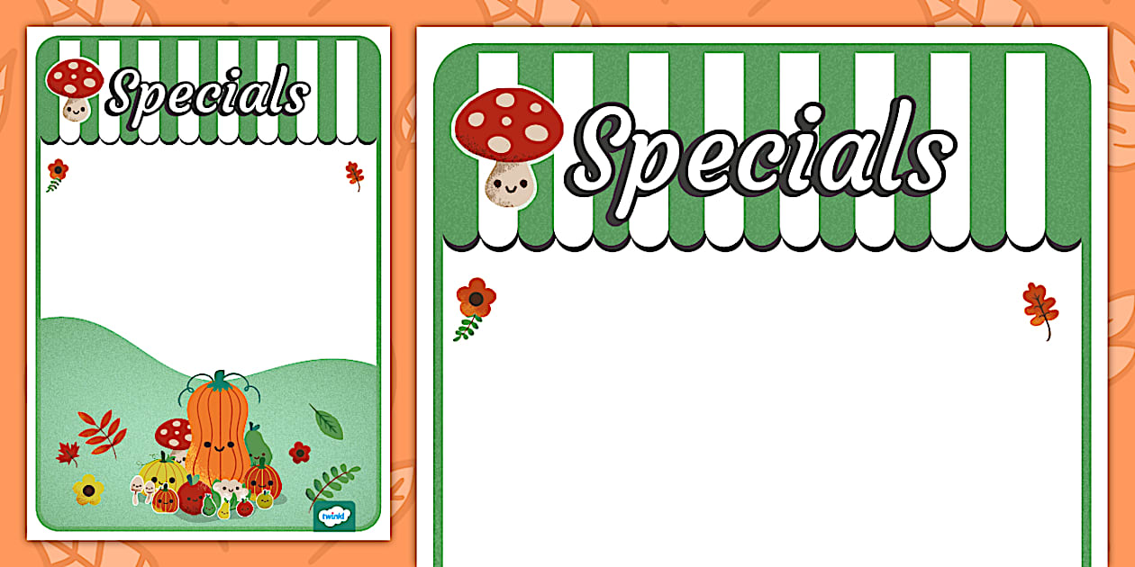 Autumn Market-Themed Specials Display Poster - Twinkl