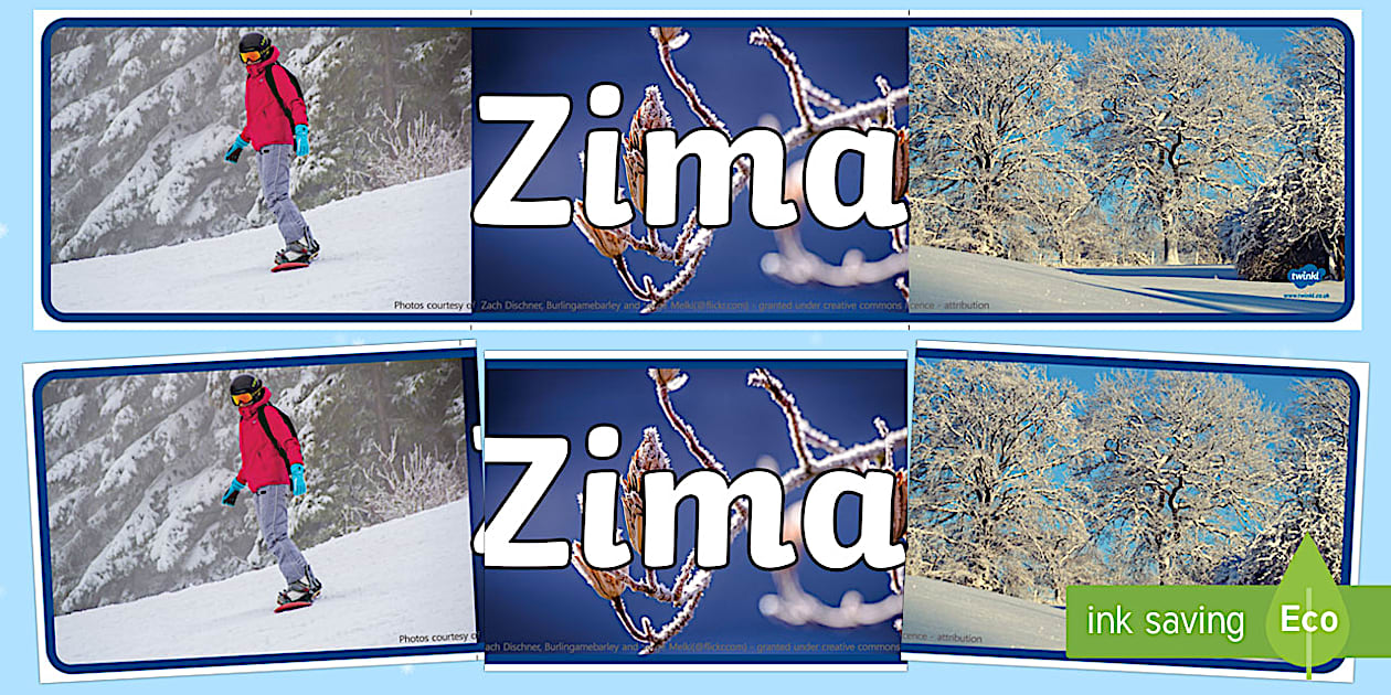 Napis Zima | Baner na gazetkę | Zimowy napis dekoracyjny