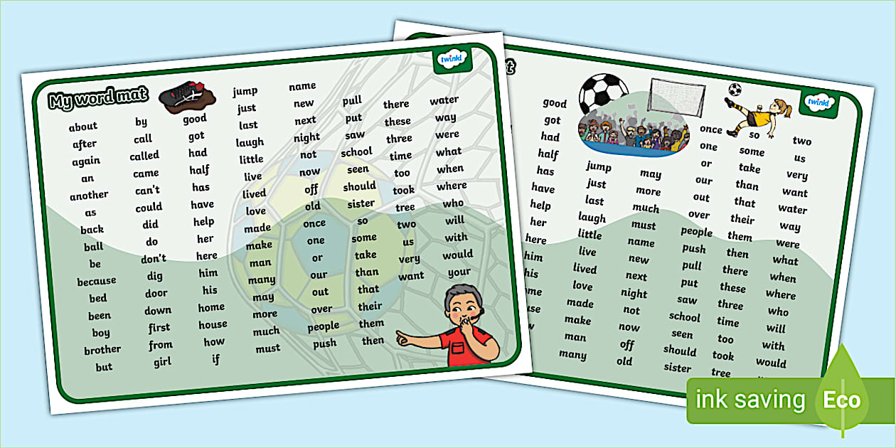Football World Cup Themed KS1 Word Mats (teacher made)
