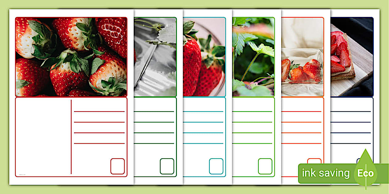 A Pack of Spectacular Strawberry Postcards | Twinkl | KS1