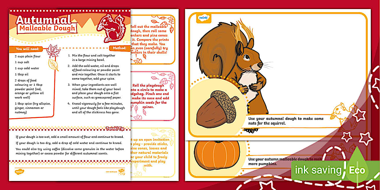 Autumn Themed Malleable Dough Recipe and Activity Pack