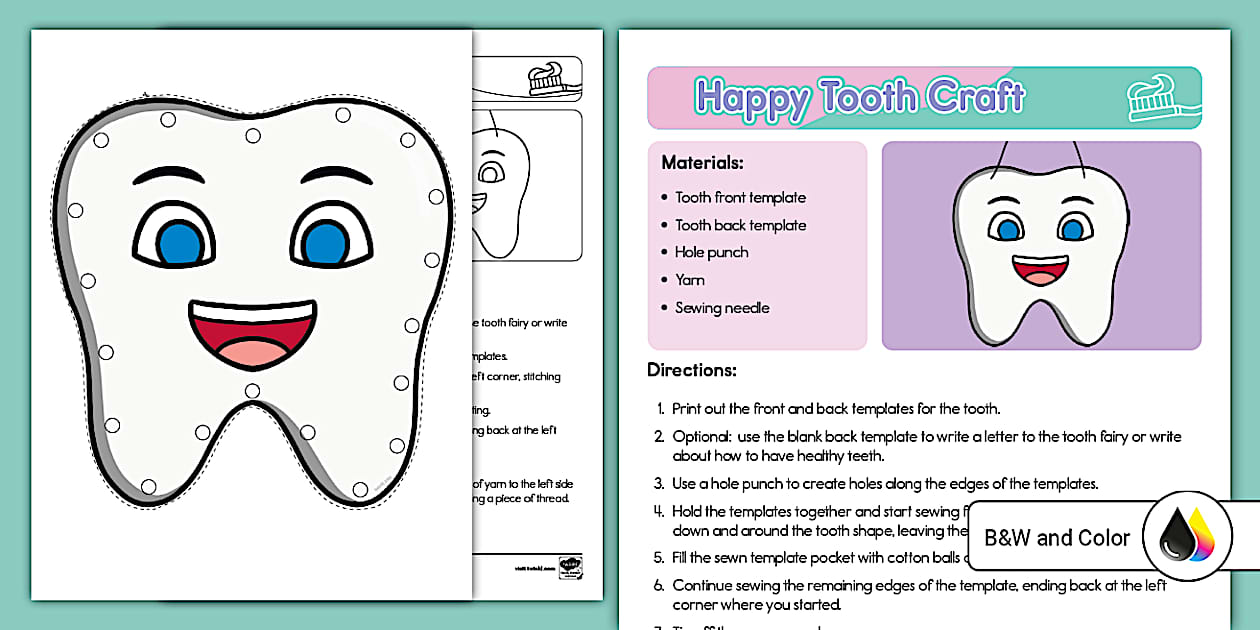 Happy Tooth Craft (teacher made) - Twinkl