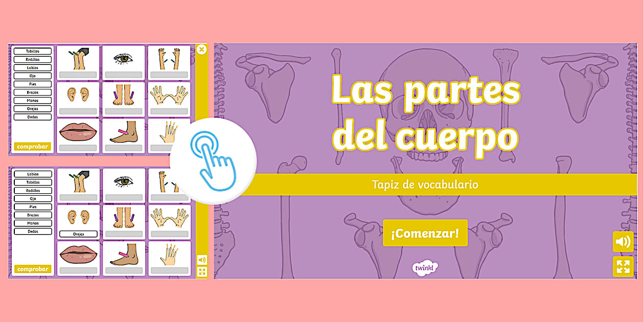 Tapiz de vocabulario sobre las partes del cuerpo para niños de primero y