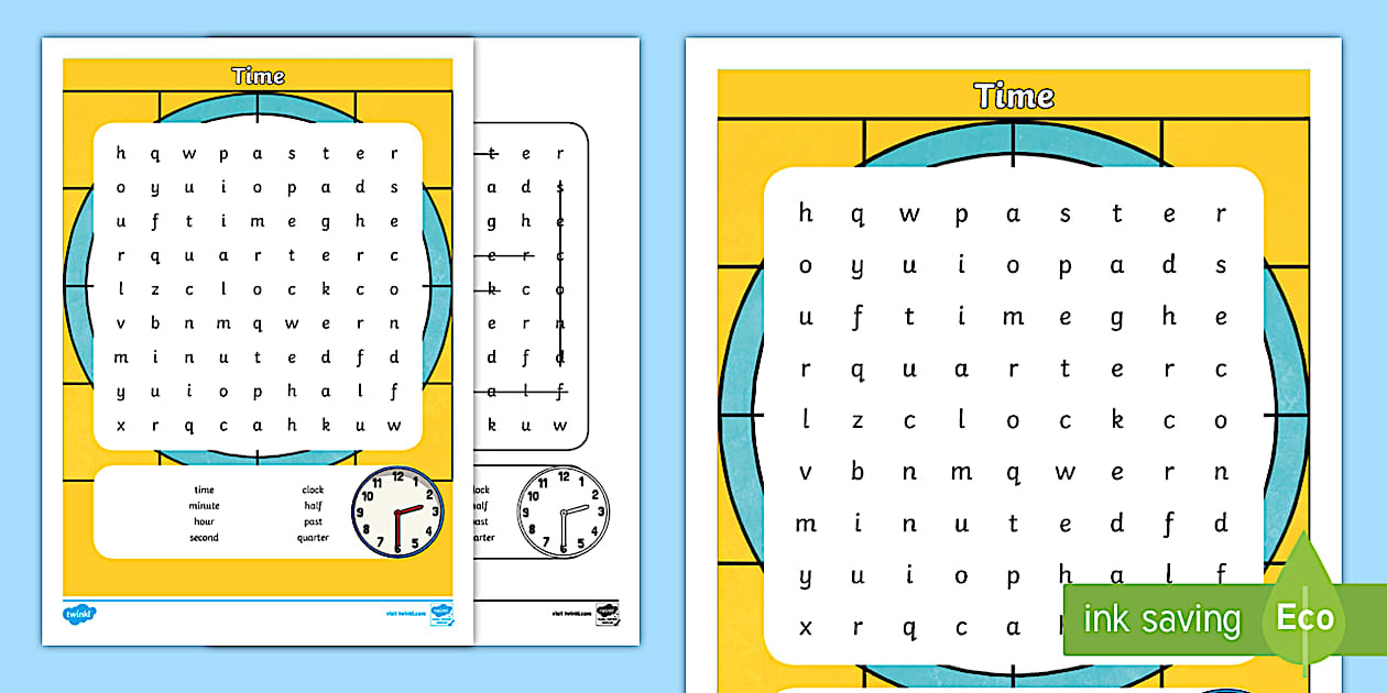 Time Word Search (teacher made) - Twinkl