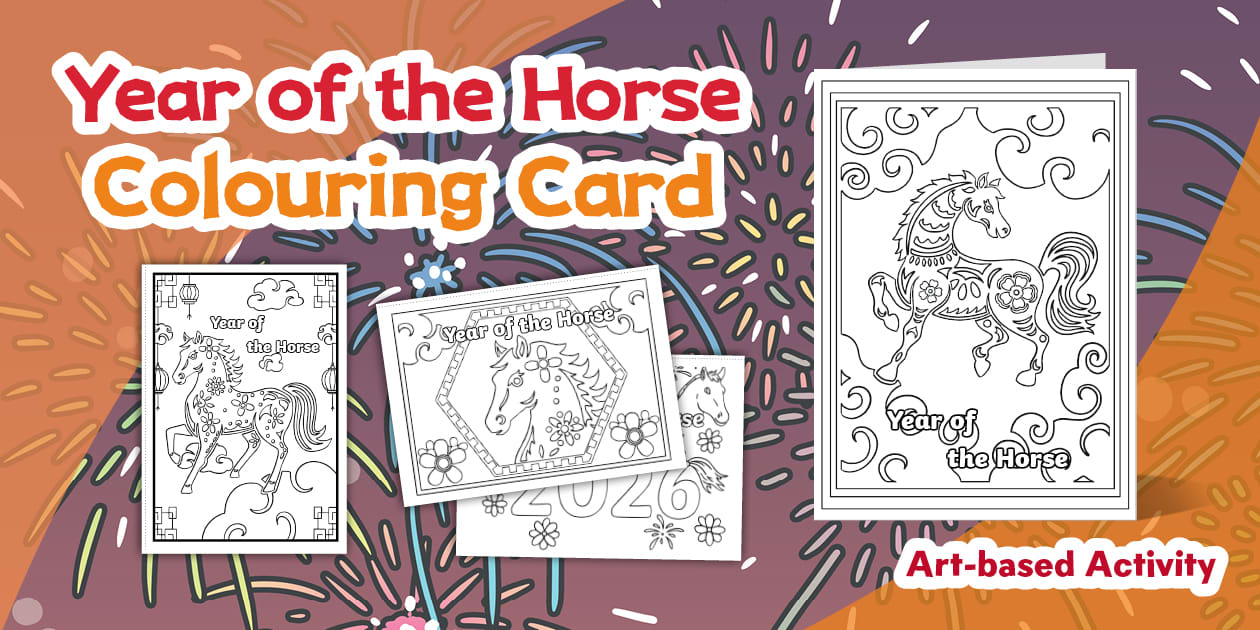 Year of the Horse Colouring Cards 春节马年涂色贺卡