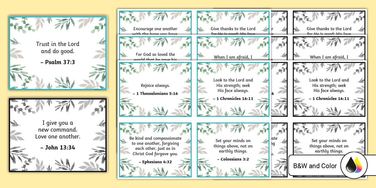 Uplifting Bible Verse Cards Printable Cards | Twinkl USA