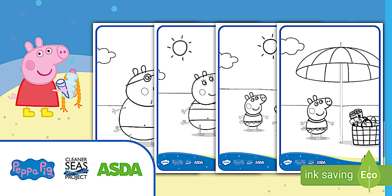 FREE! - Peppa Pig Colouring Pages | Cleaner Seas Project | ASDA