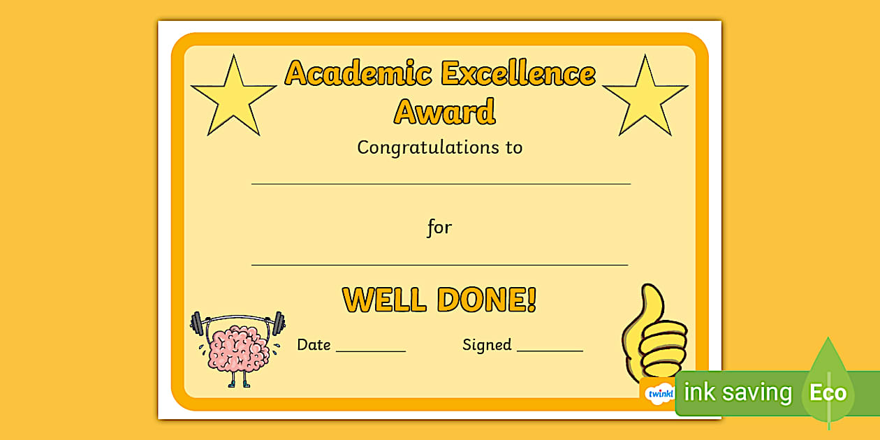 Certificate of Academic Excellence Template | Twinkl | KS1
