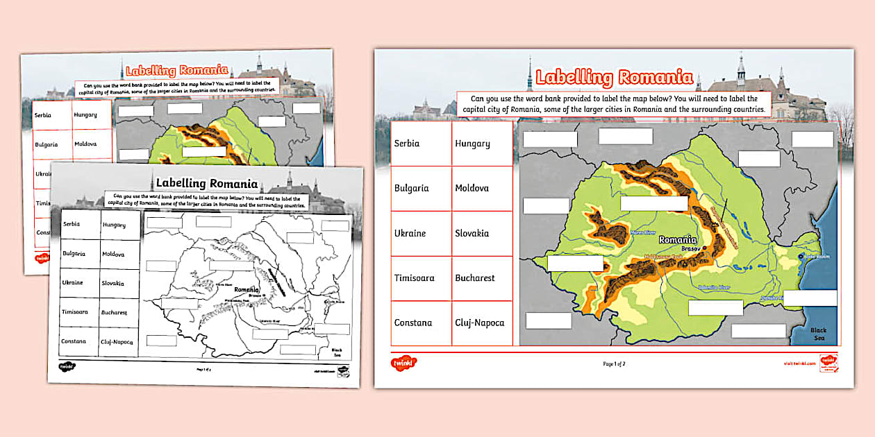 Romania Map Labelling Activity (Teacher-Made) - Twinkl