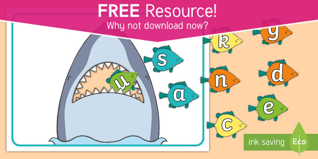 FREE! - Feed the Shark Phase 2 Phonics Game (teacher made)