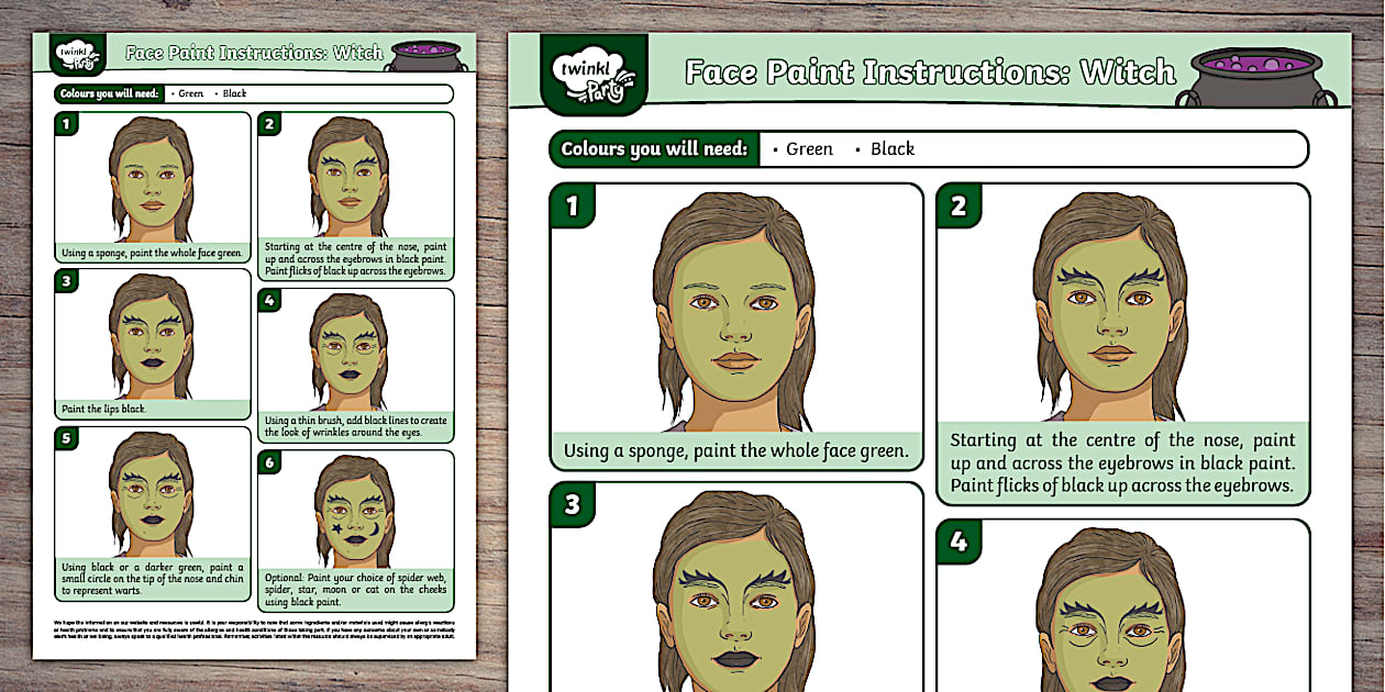 Witch Face Painting Instructions | Twinkl Party - Twinkl