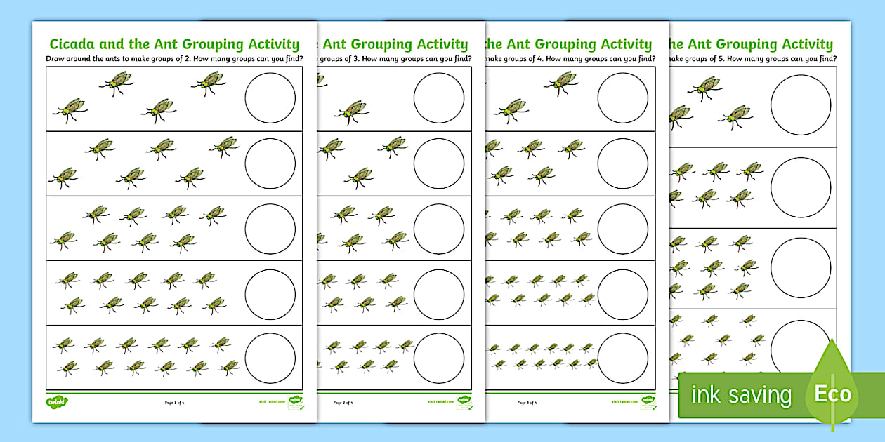 Cicada and the Ant Cicada Differentiated Number Worksheet / Worksheet