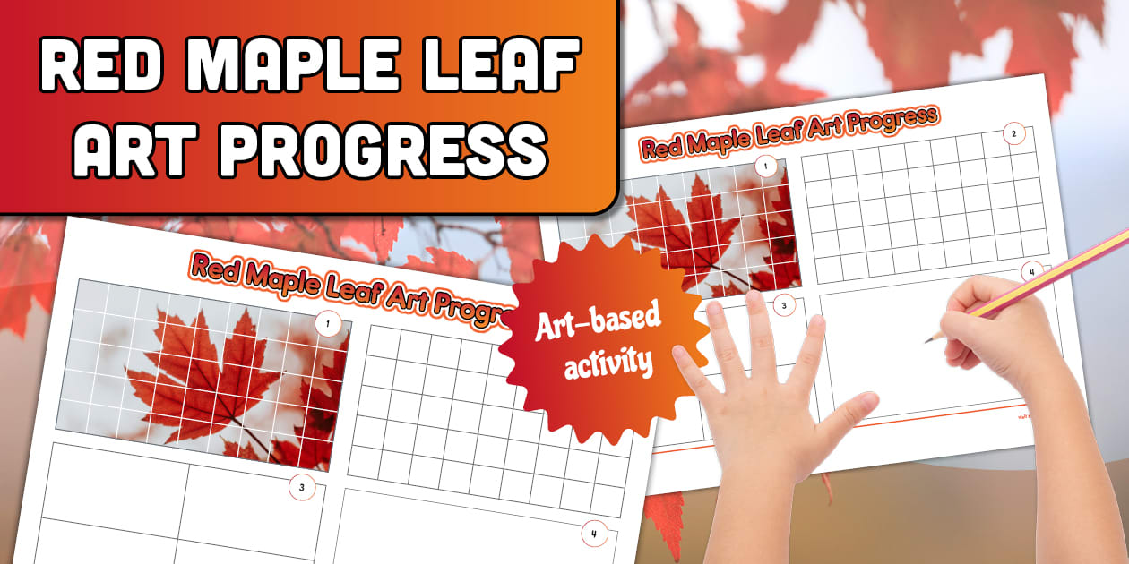 Red Maple Leaf Art Progress Template
