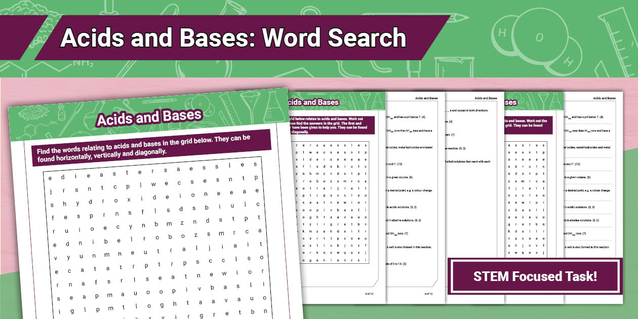 Acids and Bases Word Search Activity