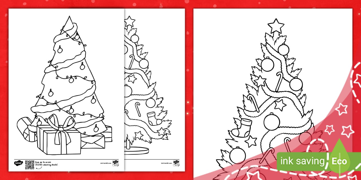 Christmas Tree Colouring Pages (teacher made) - Twinkl