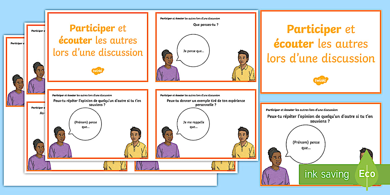 Cartes d'expression orale : Participer et écouter les autres lors d'une