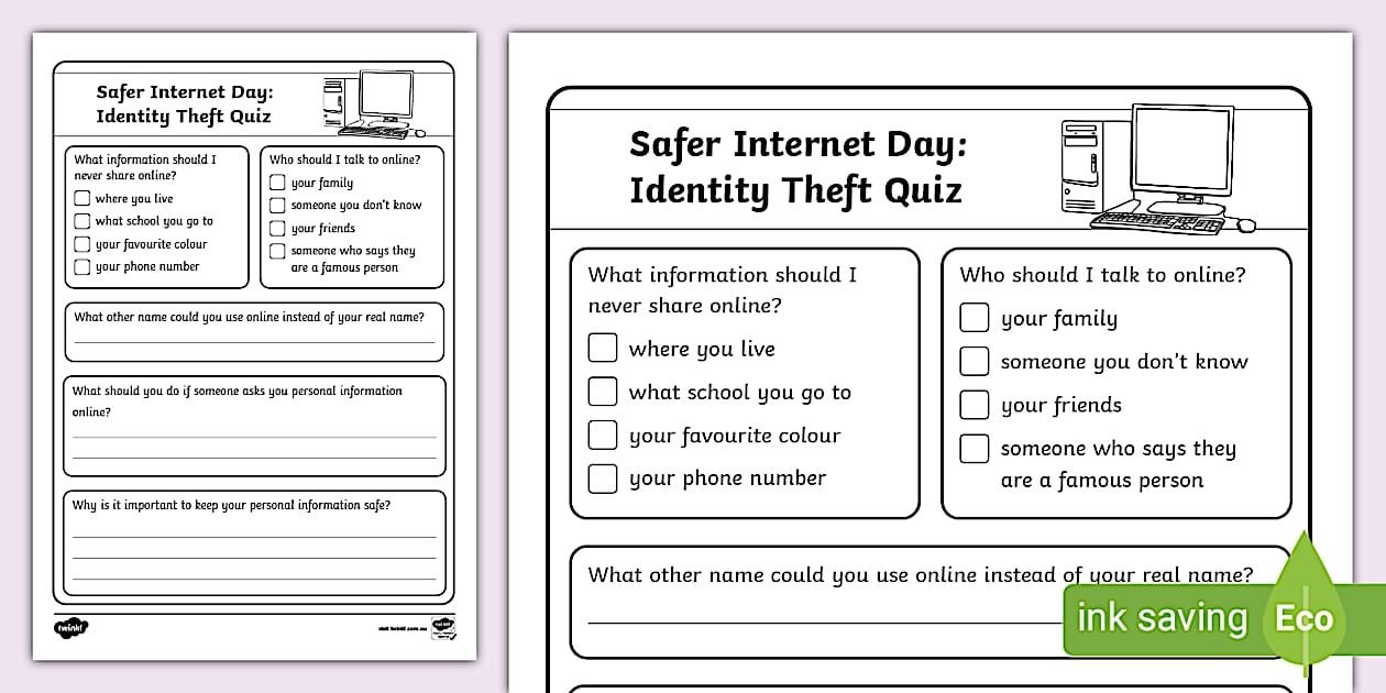 Safer Internet Day: Identity Theft Quiz (Teacher-Made)